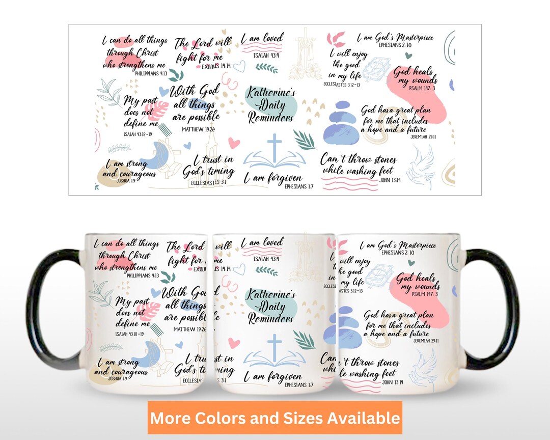 Christian Daily Affirmations Mug, Personalized Scripture Cup, Bible ...