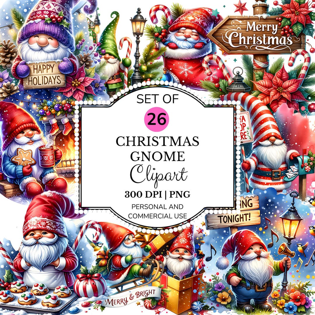 Christmas Gnome PNG Clipart Bundle: Festive Holiday Digital Download - Etsy