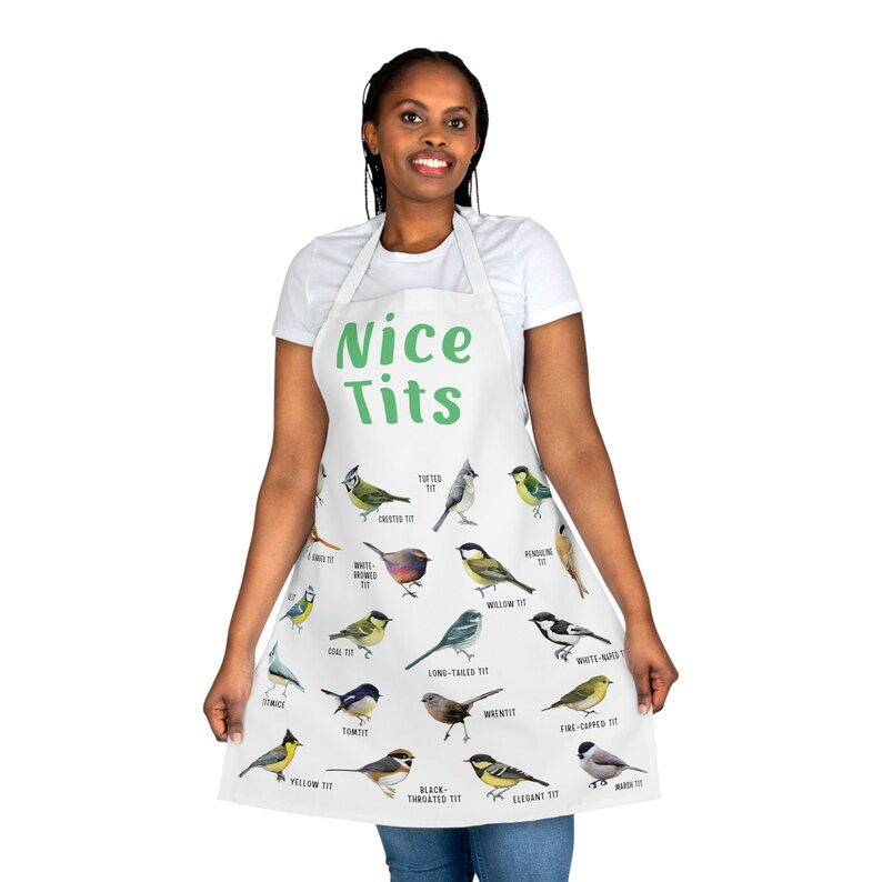 Tits Bird Polyester Apron Bird Cooking Baking Apron for Women Men Bird ...