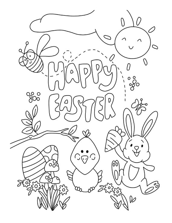 2 Easter Coloring Pages - Etsy