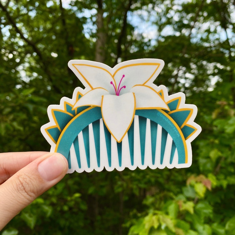 Asian Mulan Flower Comb Sticker Fan Art / High Quality Matte | Etsy