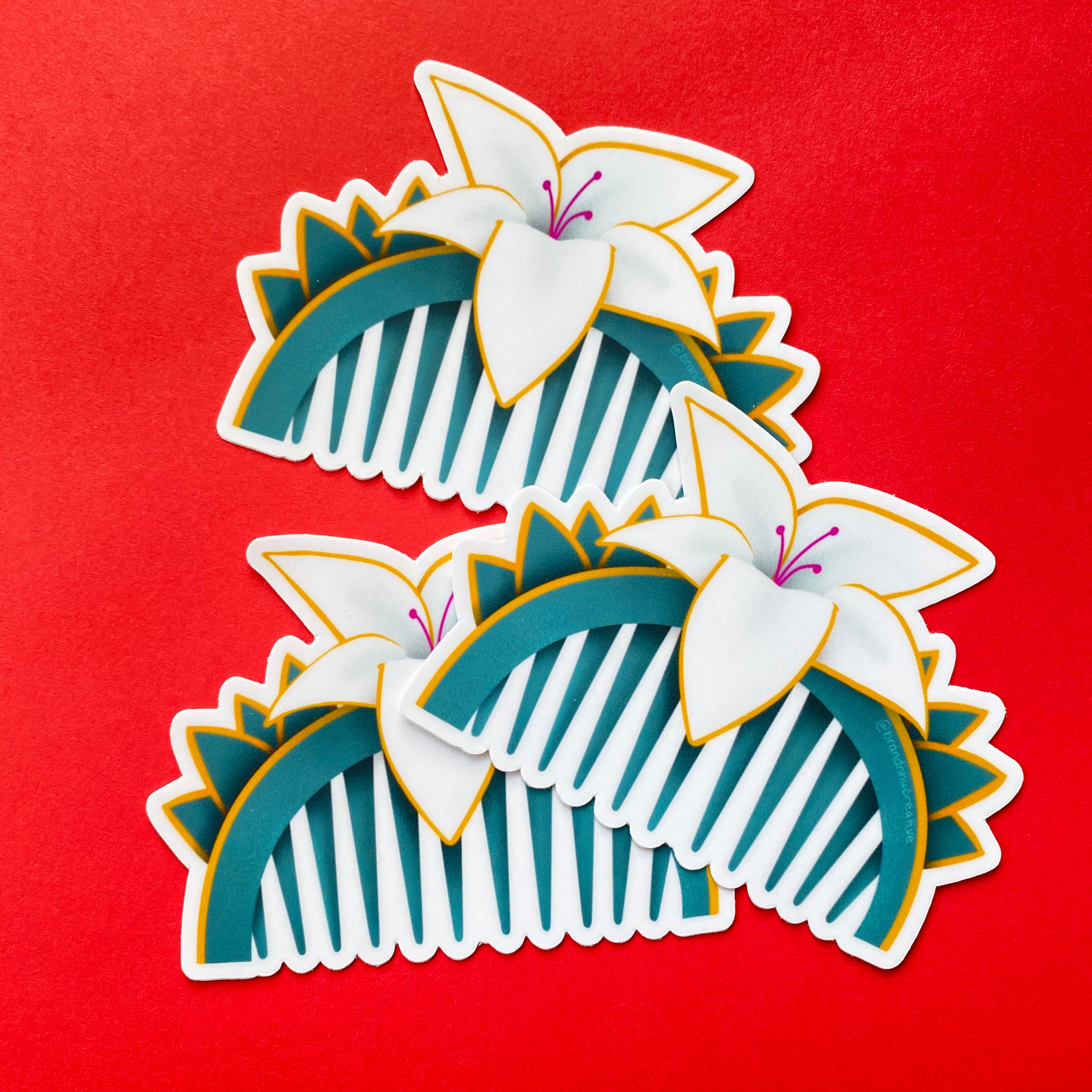Asian Mulan Flower Comb Sticker Fan Art / High Quality Matte | Etsy