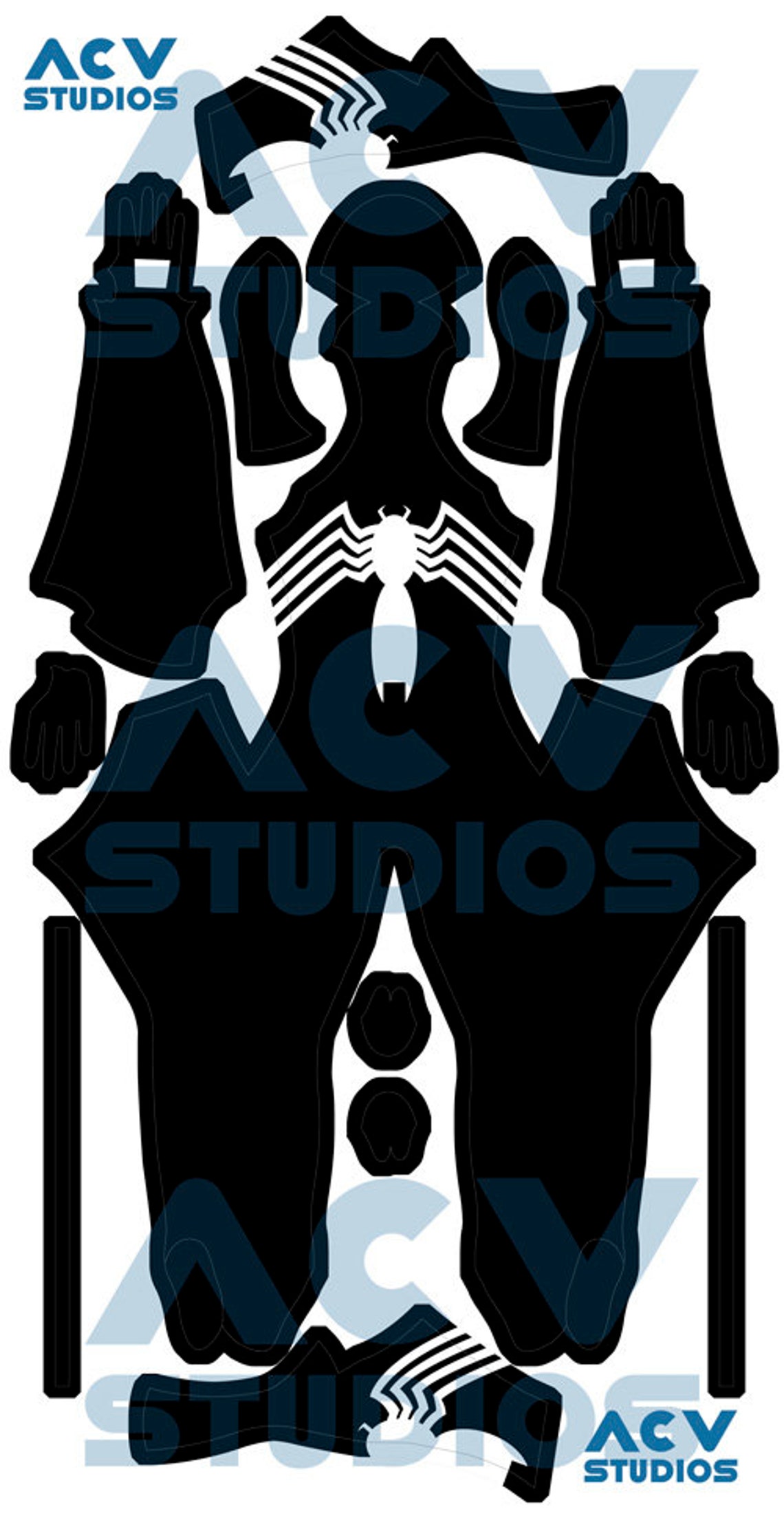 Symbiote Spider-man Suit Pattern (with Squares on Hands) - Etsy