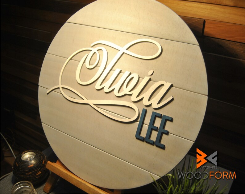 Nursery Sign Round Nursery Sign Baby Name Sign Nursery - Etsy