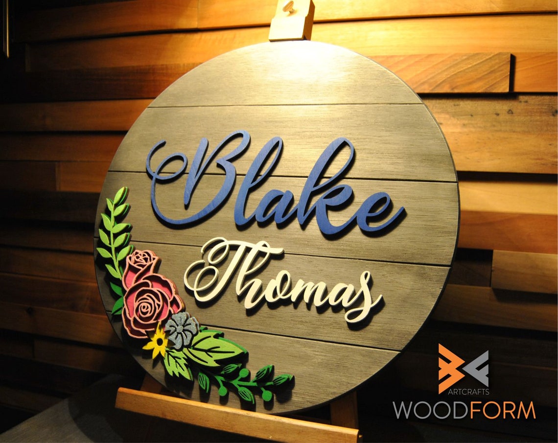 Nursery sign Round nursery sign Baby name sign Nursery | Etsy