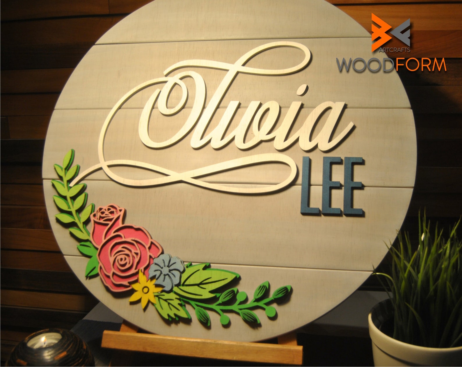 Nursery sign Round nursery sign Baby name sign Nursery | Etsy