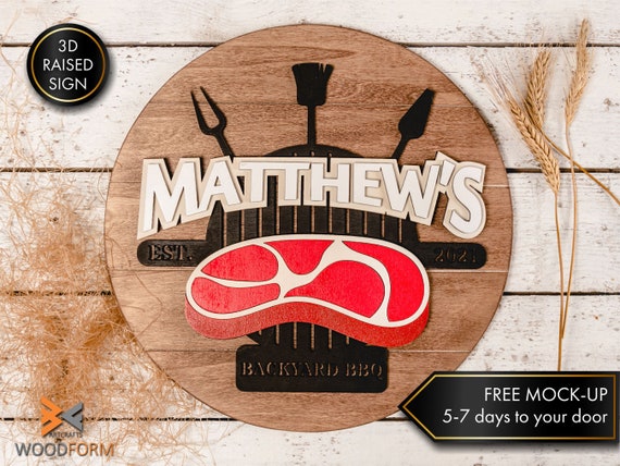 Grill Sign Bbq Sign Barbecue Sign Bar & Grill Sign Man Cave - Etsy