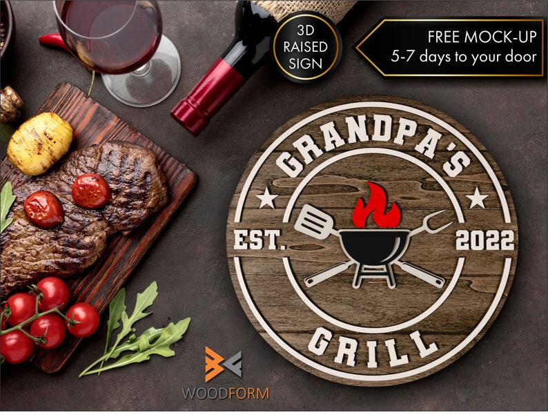 BBQ Sign Grill Sign Barbecue Sign Bar & Grill Sign Man | Etsy