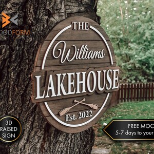 Lake House Wood Sign, Lakehouse Decor, Custom Wood Sign, Family Name ...