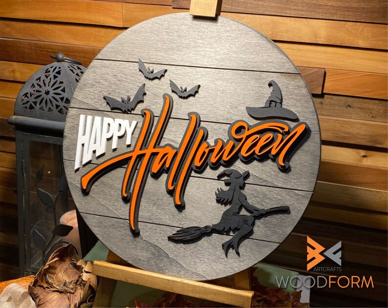 Happy Halloween Door Hanger Door Sign Halloween Sign Entry - Etsy
