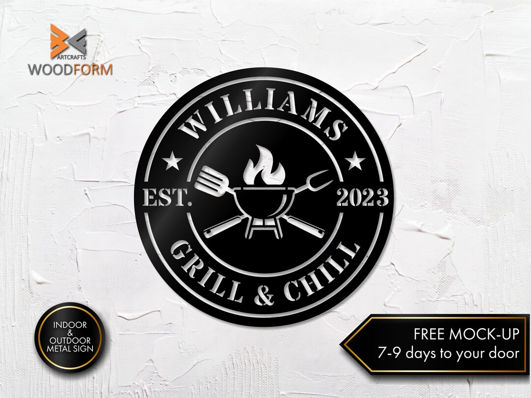 Metal Grill Sign Grill Sign Barbecue Sign Bar & Grill Sign - Etsy