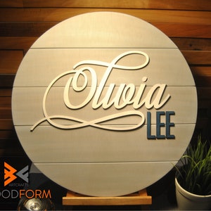 Nursery Sign, Round Nursery Sign, Baby Name Sign, Nursery Round Sign ...