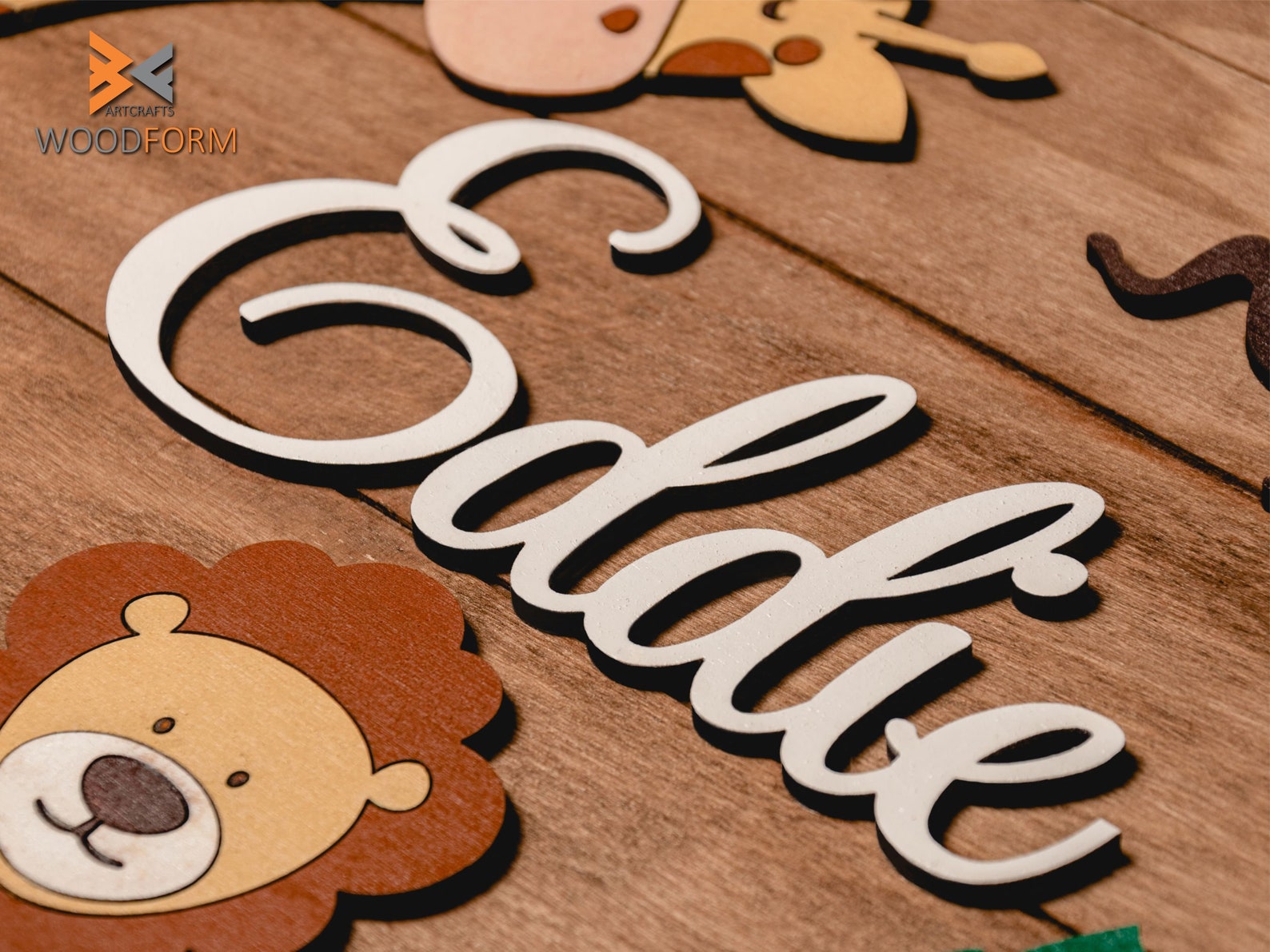 Animal Nursery Sign Round Nursery Sign Baby Name Sign - Etsy