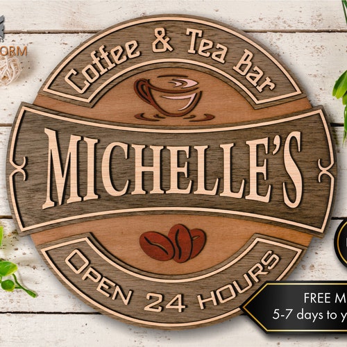 Personalized Coffee Bar Sign Custom Coffee Name Sign Home - Etsy