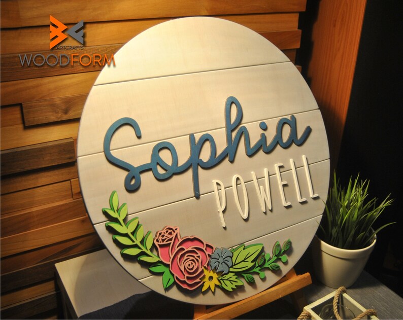 Nursery Sign Round Nursery Sign Baby Name Sign Nursery | Etsy