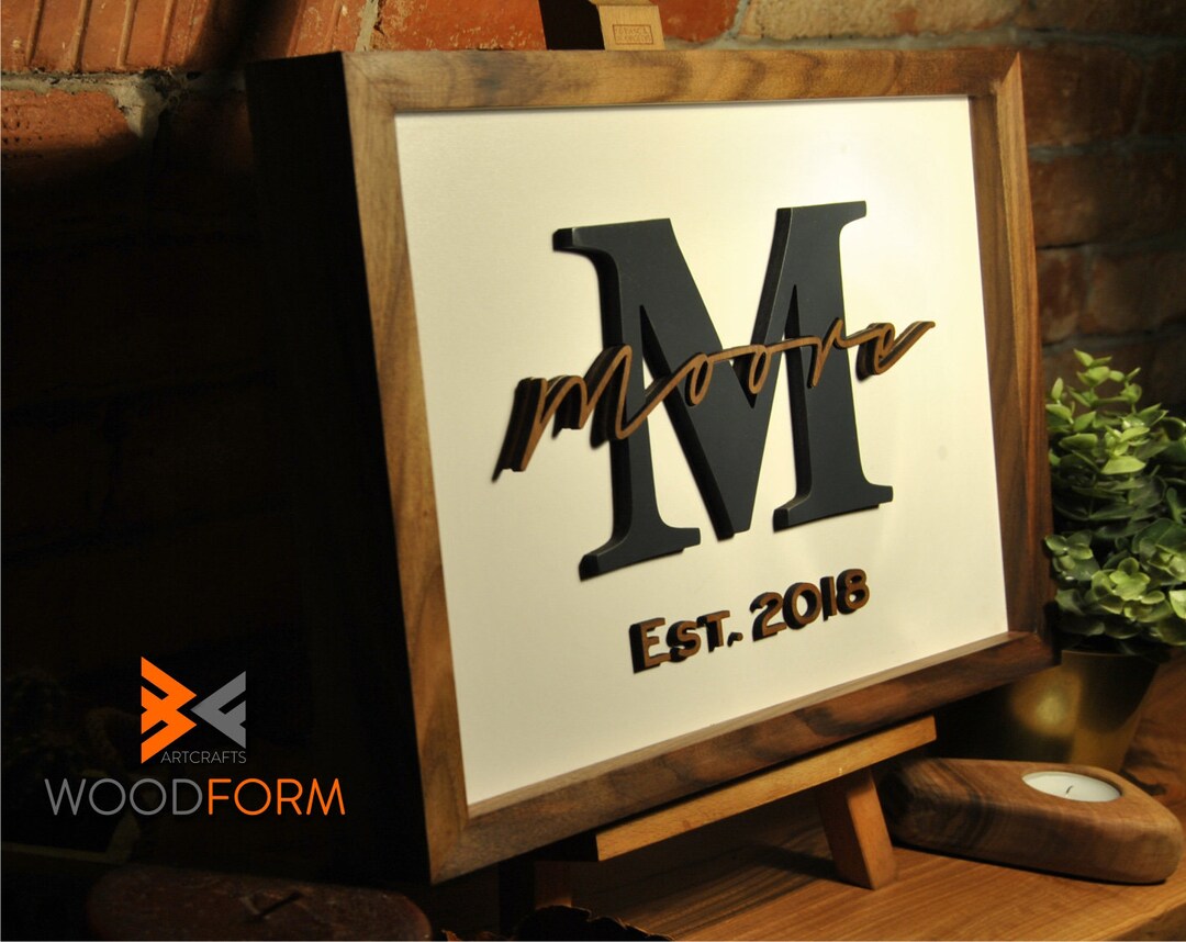 Family Name Sign, Monogram Frame Sign, Name Sign, Custom Name Sign ...