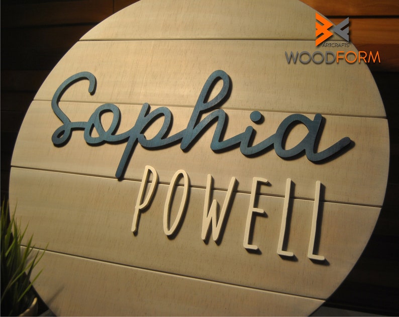 Nursery Sign Round Nursery Sign Baby Name Sign Nursery | Etsy