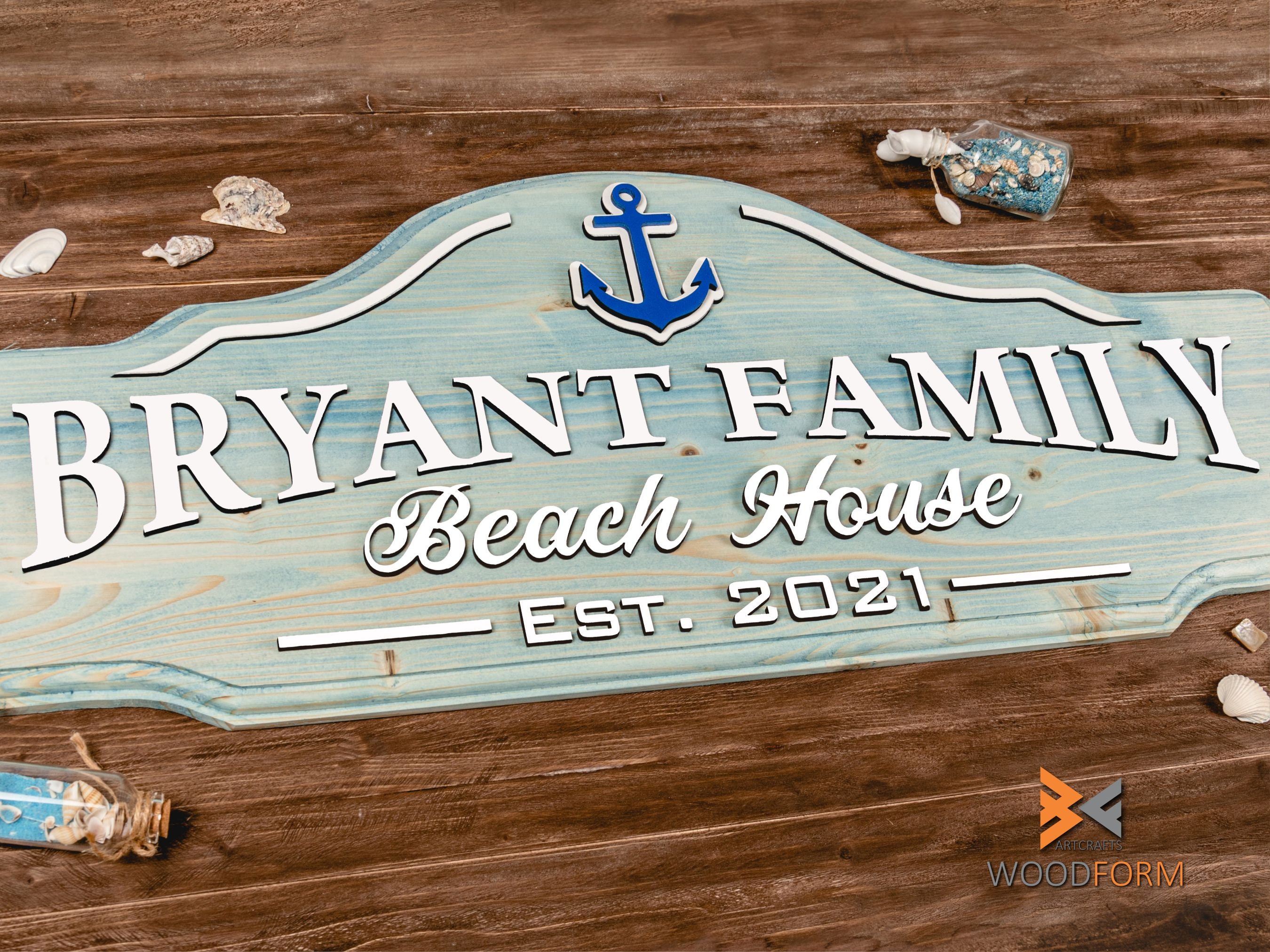 Beach House Sign Last Name Sign Custom Wood Sign Family | Etsy