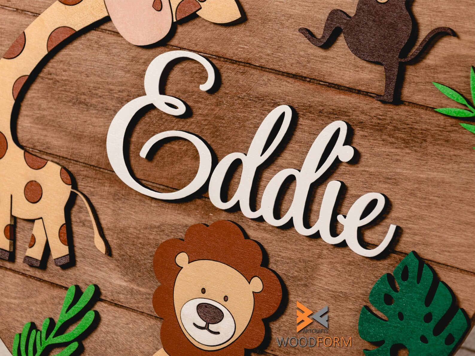 Animal Nursery Sign Round Nursery Sign Baby Name Sign - Etsy