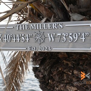Personalized Coordinates Wood Sign, Latitude Longitude, Compas GPS ...