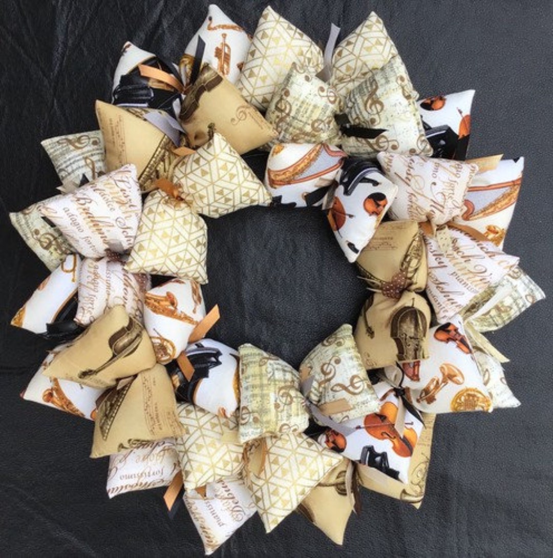 Classical and Brass Music Instrument Fabric Wreath Door Decor, Band ...