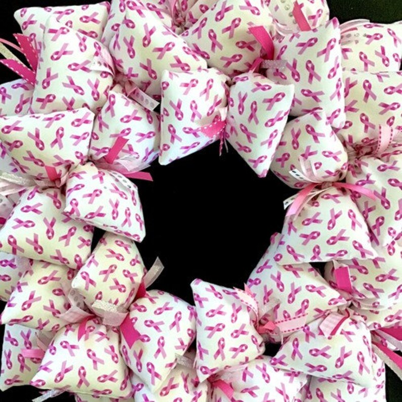 Pink Ribbon Breast Cancer Awareness Door Decor Wreath | Etsy