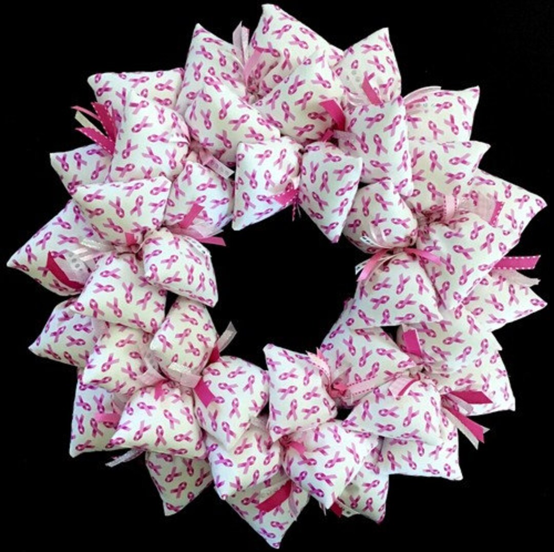 Pink Ribbon Breast Cancer Awareness Door Decor Wreath Decorative Gift ...