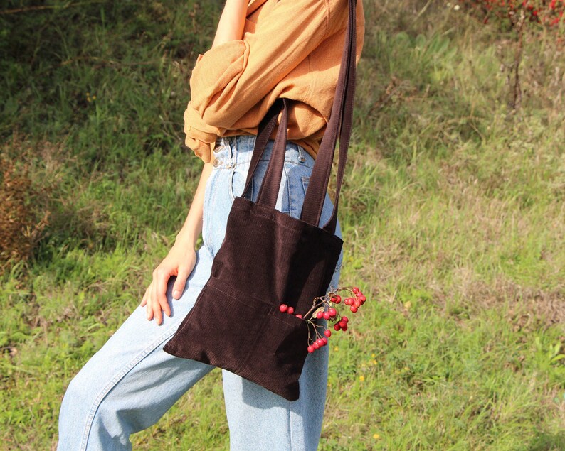 Handmade Small Corduroy Tote Bag In Various Colors With Etsy