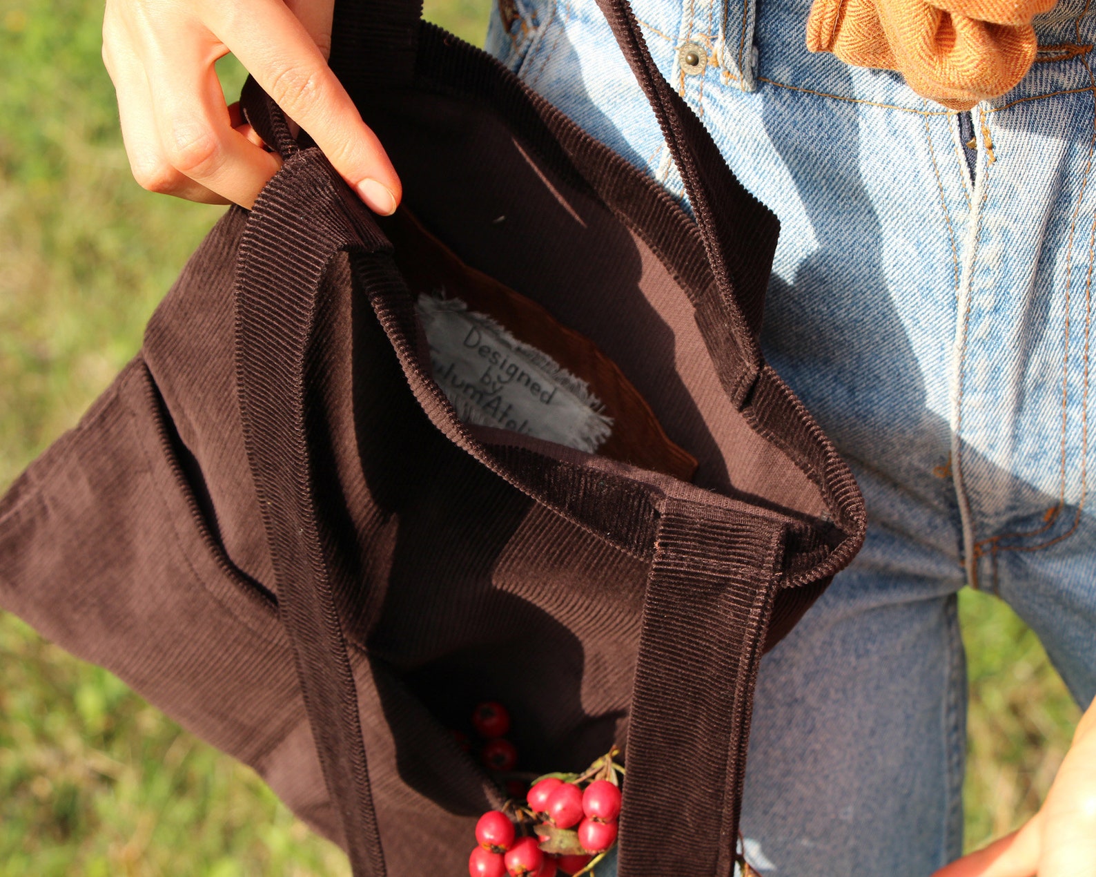 Handmade Small Corduroy Tote Bag In Various Colors With Etsy