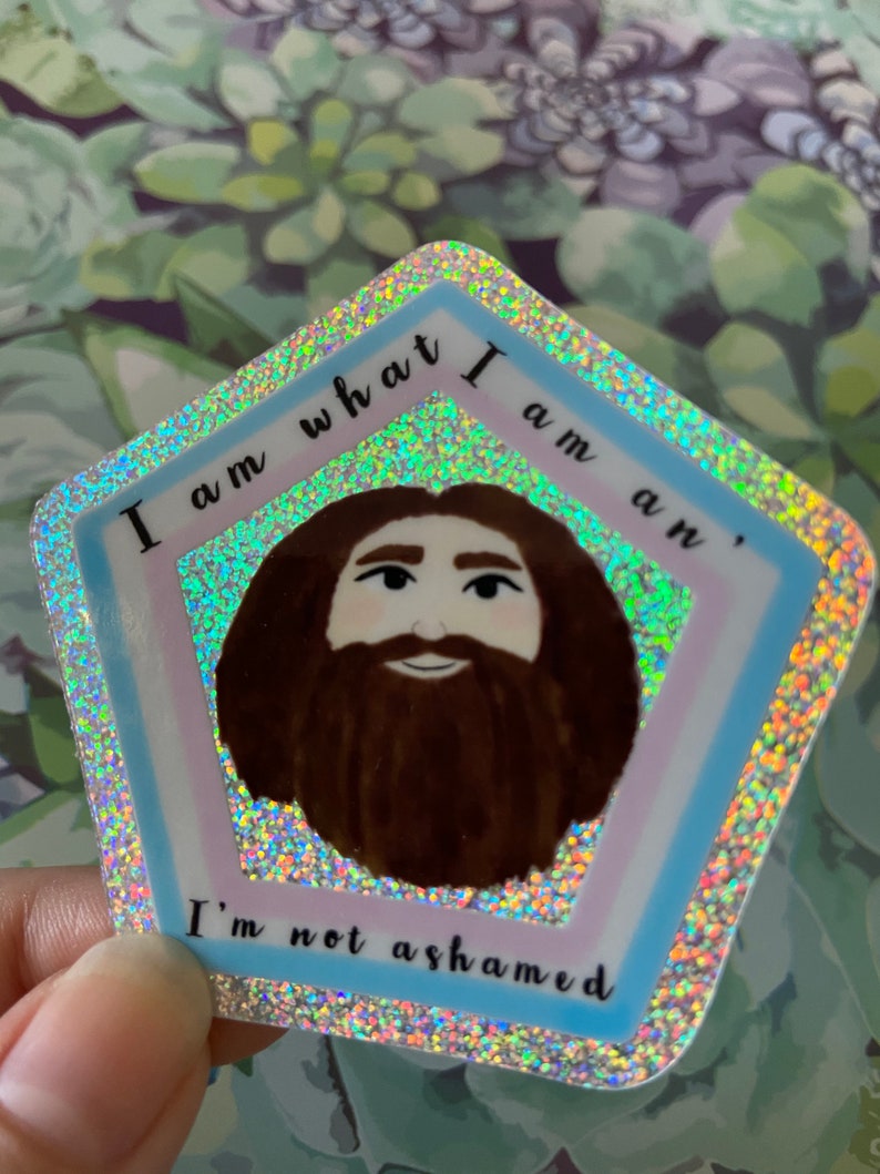 Holographic Hagrid Sticker With Trans Flag Banner - Etsy
