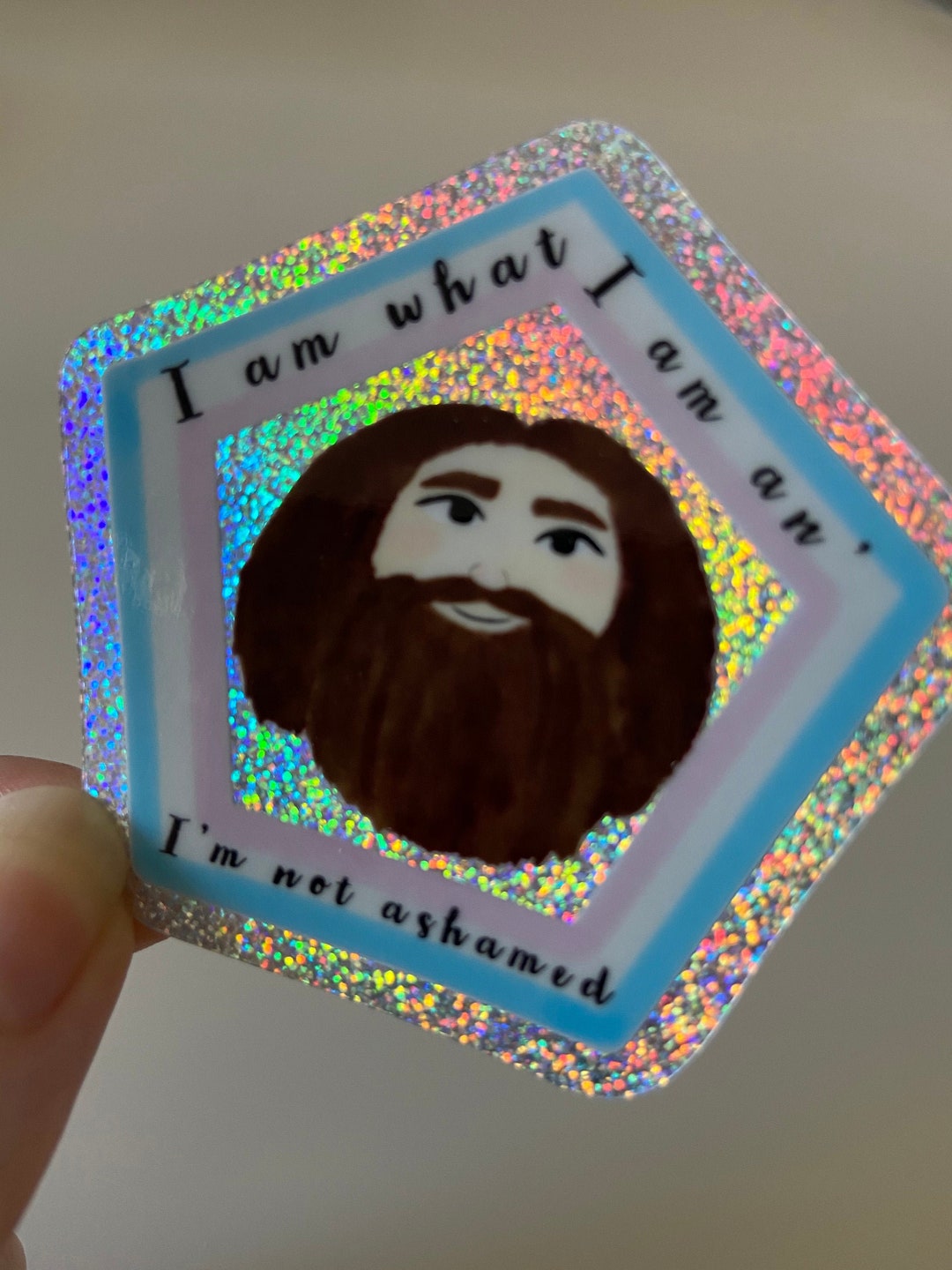 Holographic Hagrid Sticker With Trans Flag Banner - Etsy