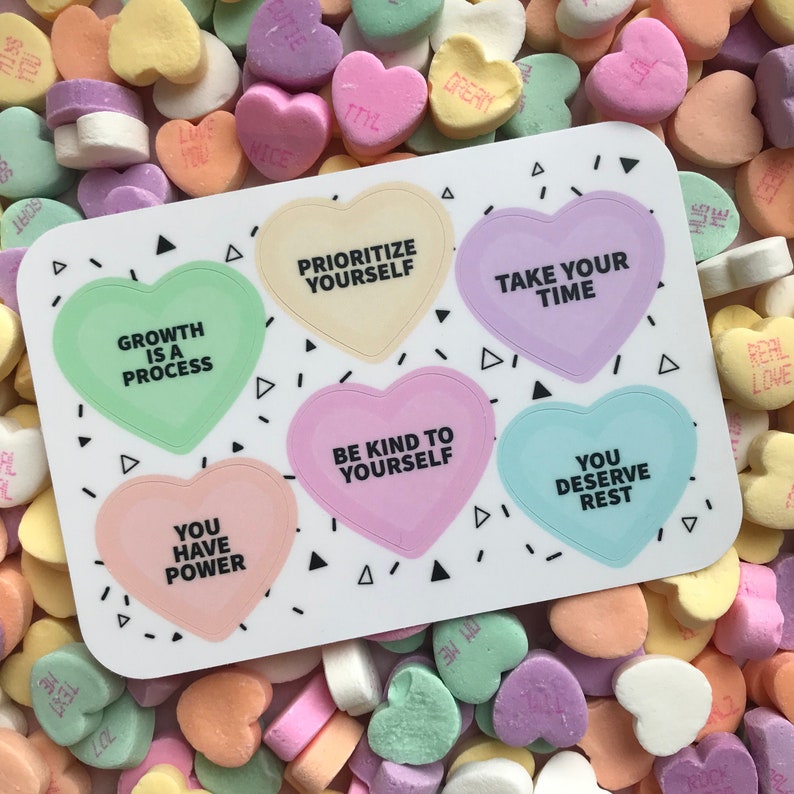 Candy Heart Affirmation Sticker Sheet - Etsy