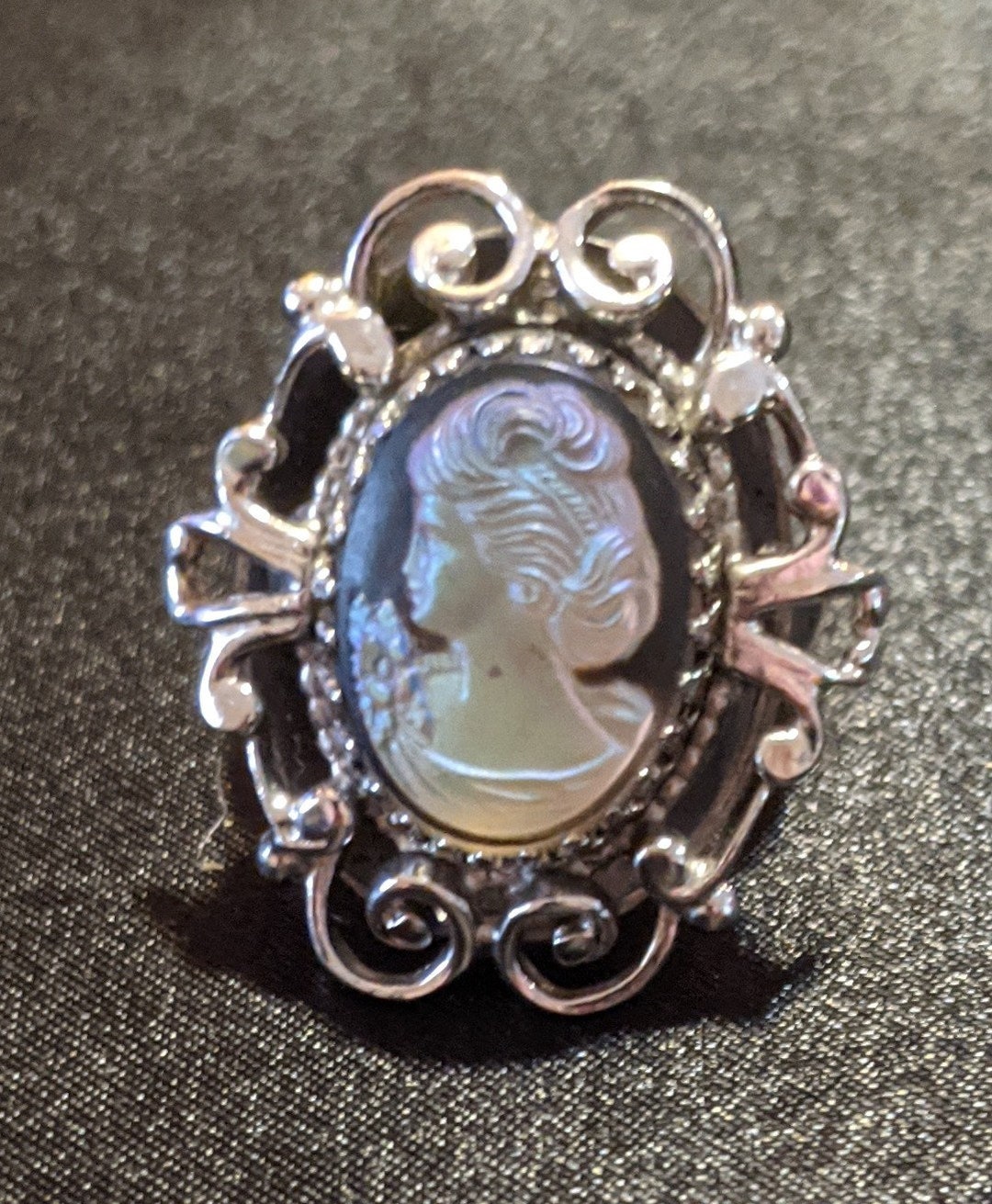 Vintage Whiting and Davis Cameo Ring Silver Tone Adjustable - Etsy