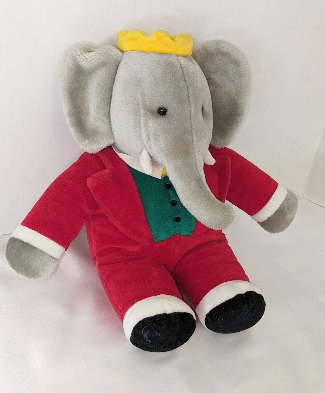 VTG Gund Babar the King Elephant Plush 1988 15" Red Suit Baby Nursery ...