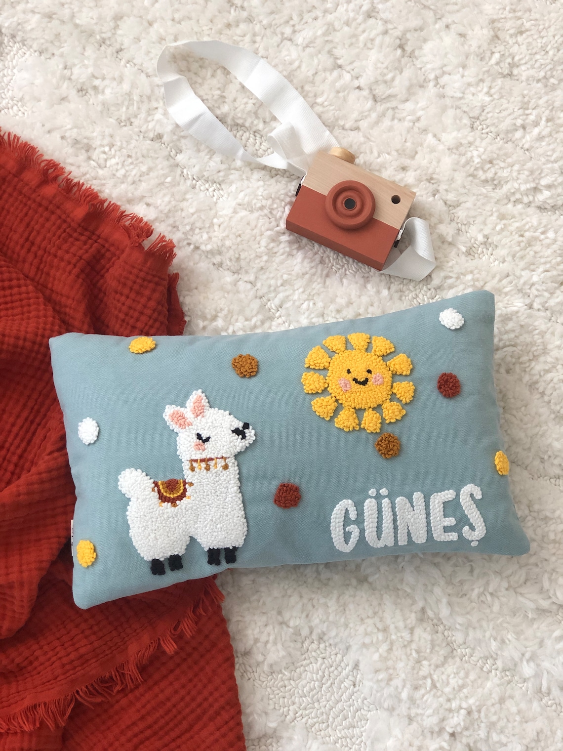 Punch Needle Baby Pillow With Name, Baby Room Decoration, Punch Needle ...