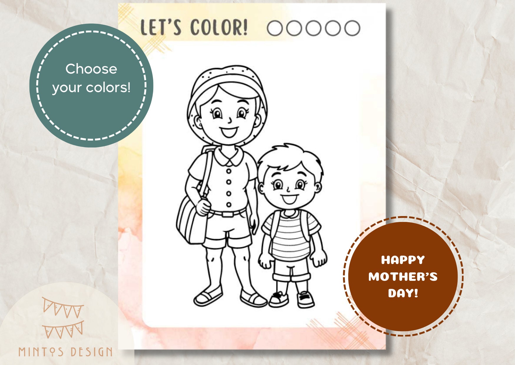 Mothers Day Coloring Pages for Kids, Printable Happy Mother's Day Cute ...