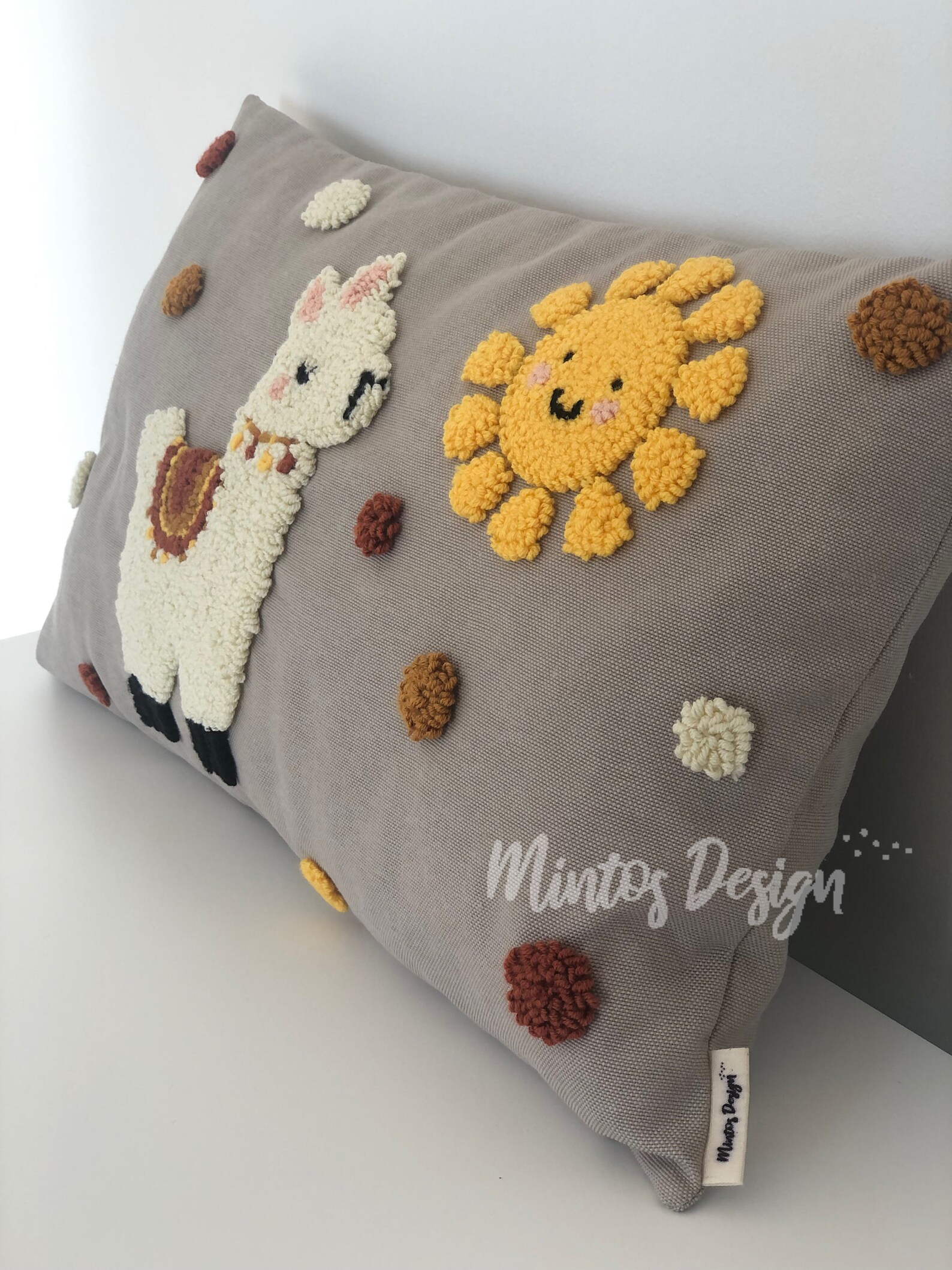 Punch Needle Baby Pillow With Name, Baby Room Decoration, Punch Needle ...