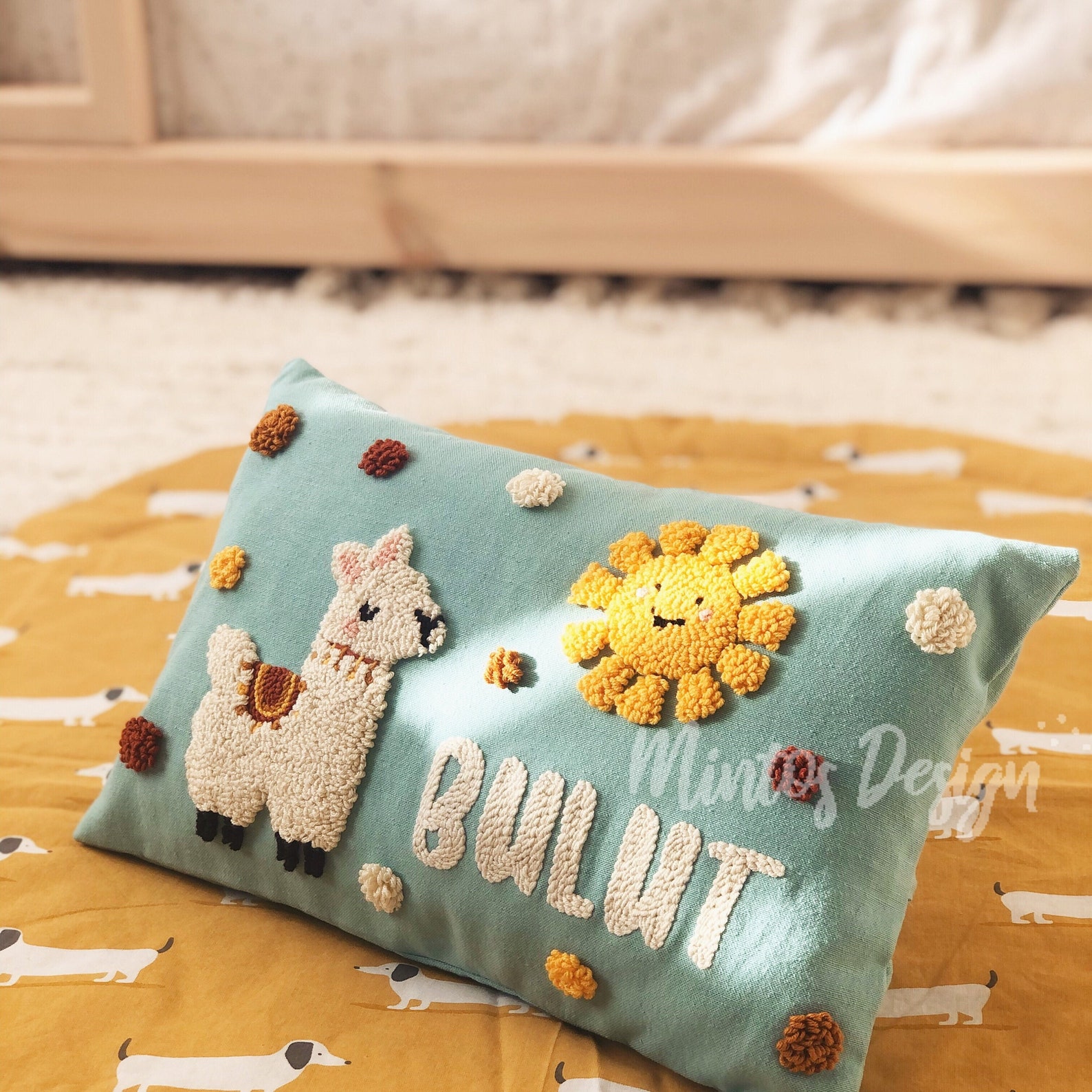 Punch Needle Baby Pillow With Name, Baby Room Decoration, Punch Needle ...