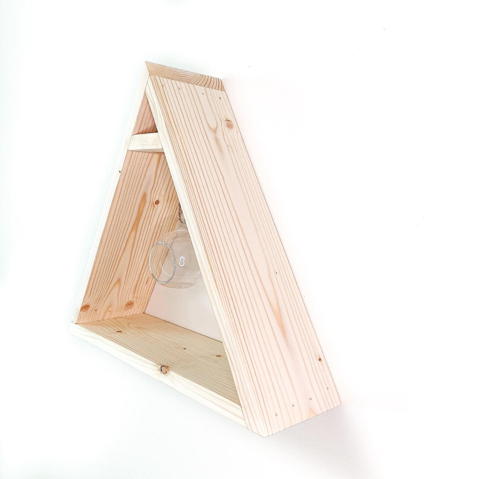 Tiny Plant Holder/small natural Wood Geometric Triangle Wall - Etsy