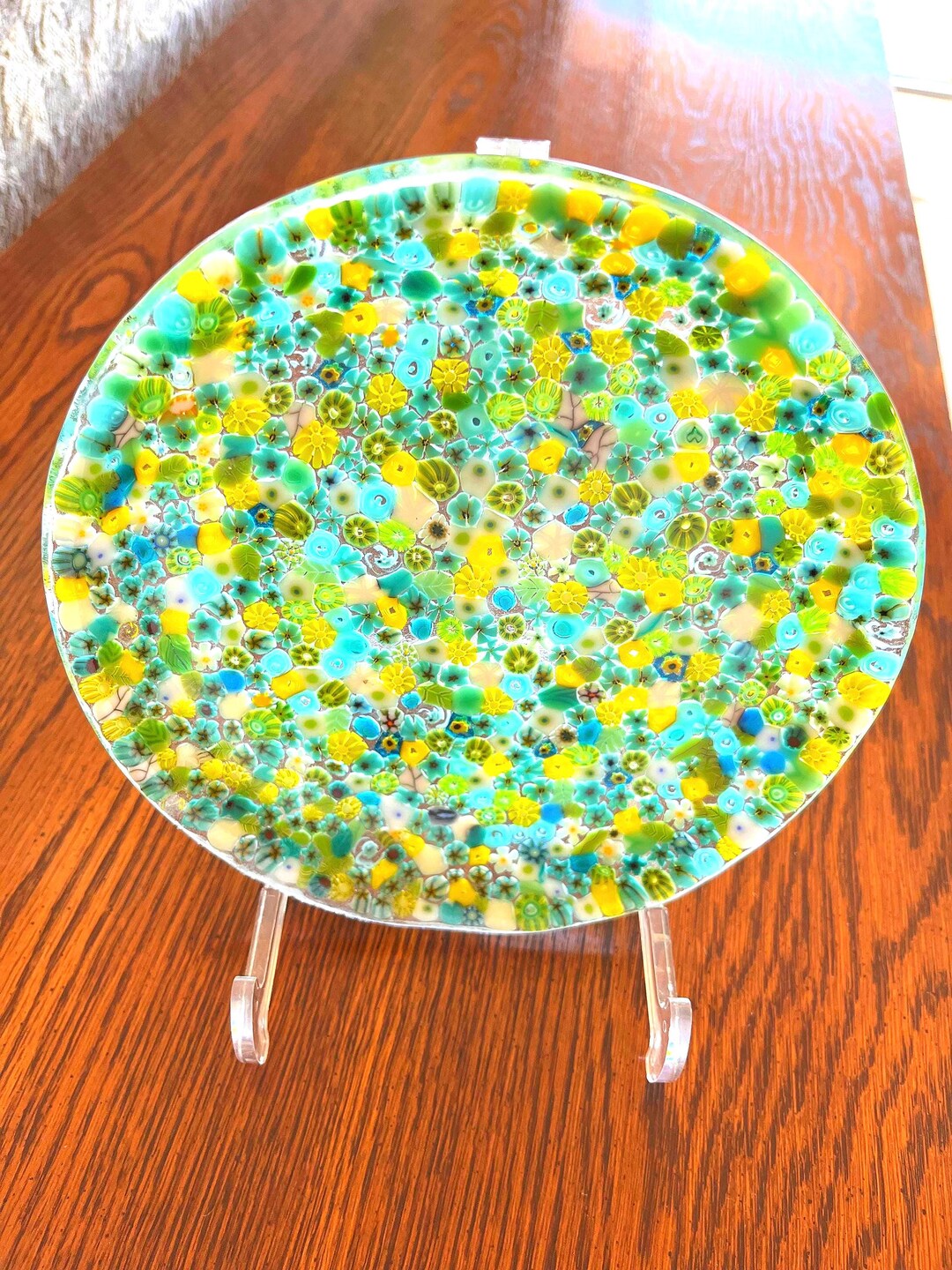 Blue and Green Fused Glass Murrini Bowl - Etsy