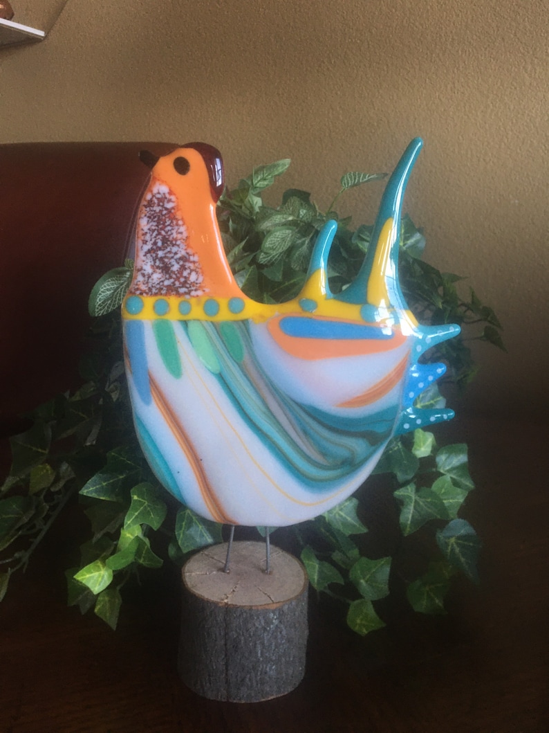 Large Standing Fused Glass Chicken - Etsy