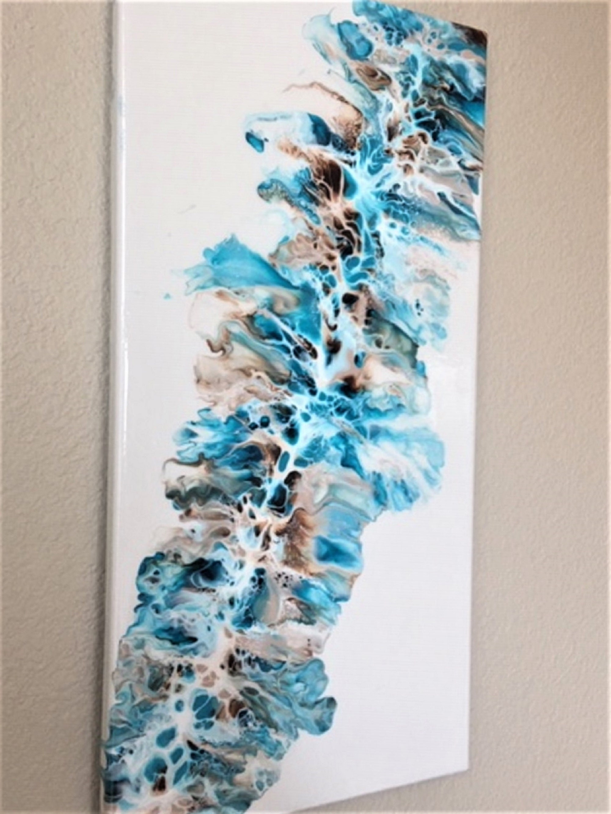 Original Art Acrylic Pour "bloom" Technique Painting 10 X 20" Rocky ...