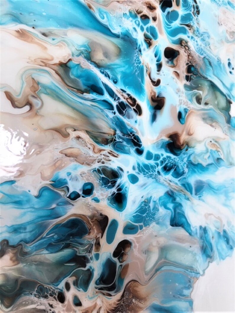 Original Art Acrylic Pour "bloom" Technique Painting 10 X 20" Rocky ...