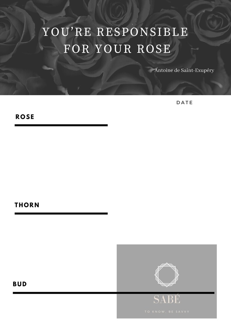 Your Rose Thorn Bud Printable Monthly Journal - Etsy