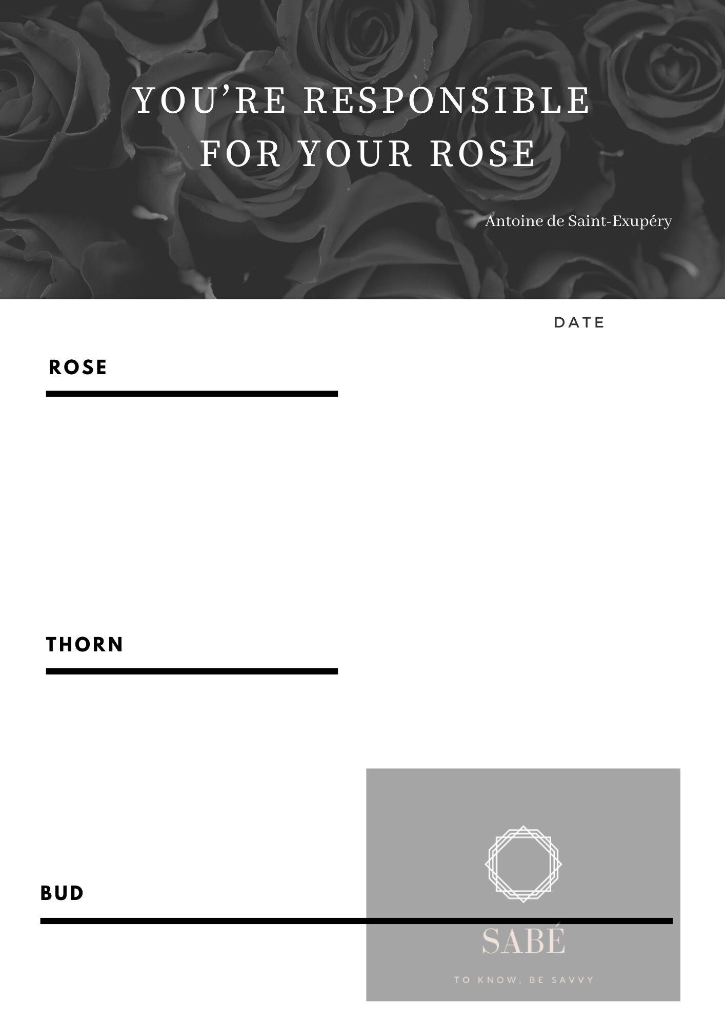 Your Rose Thorn Bud Printable Monthly Gratitude Journal - Etsy