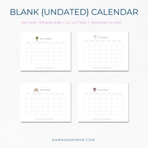 Printable Floral Calendar 12-months | Blank Calendar Templates ...