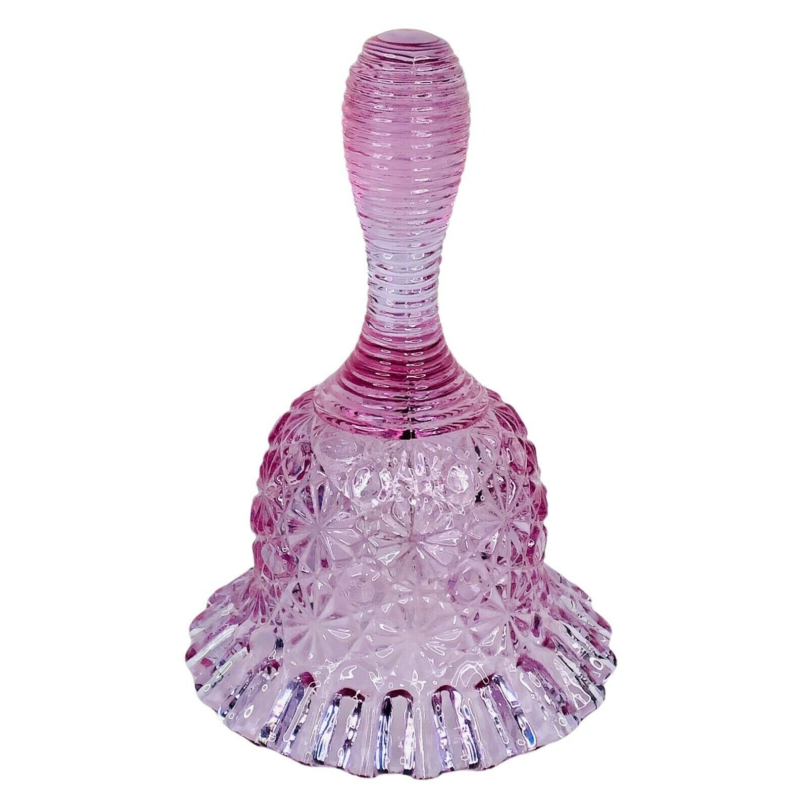 Vintage Fenton Glass Pink Daisy Button Ruffled Bottom Bell - Etsy