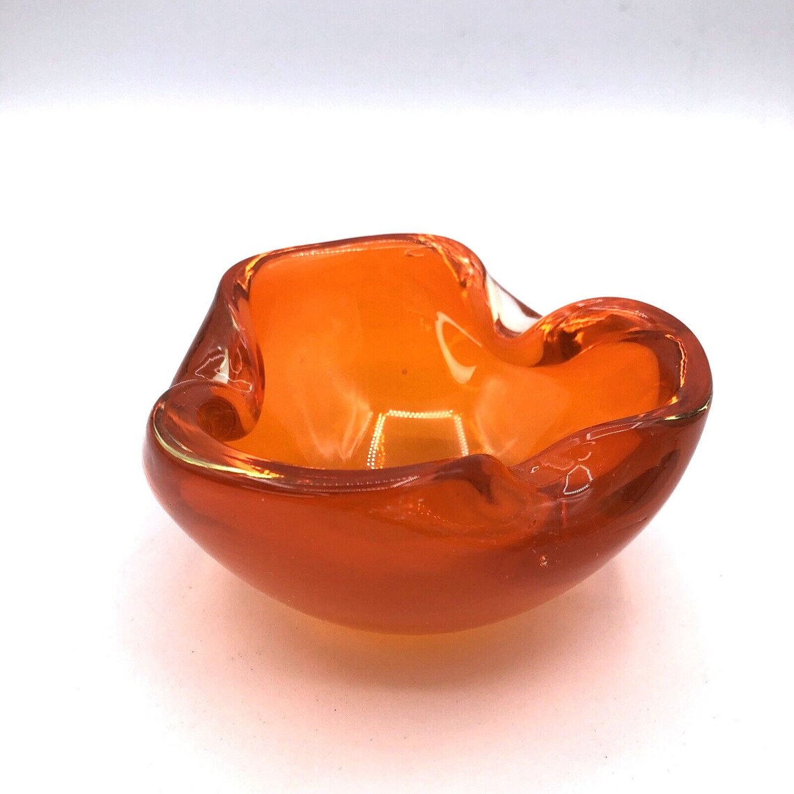 Vintage MURANO Ashtray Orange Hand Blown Italian Glass Trinket - Etsy
