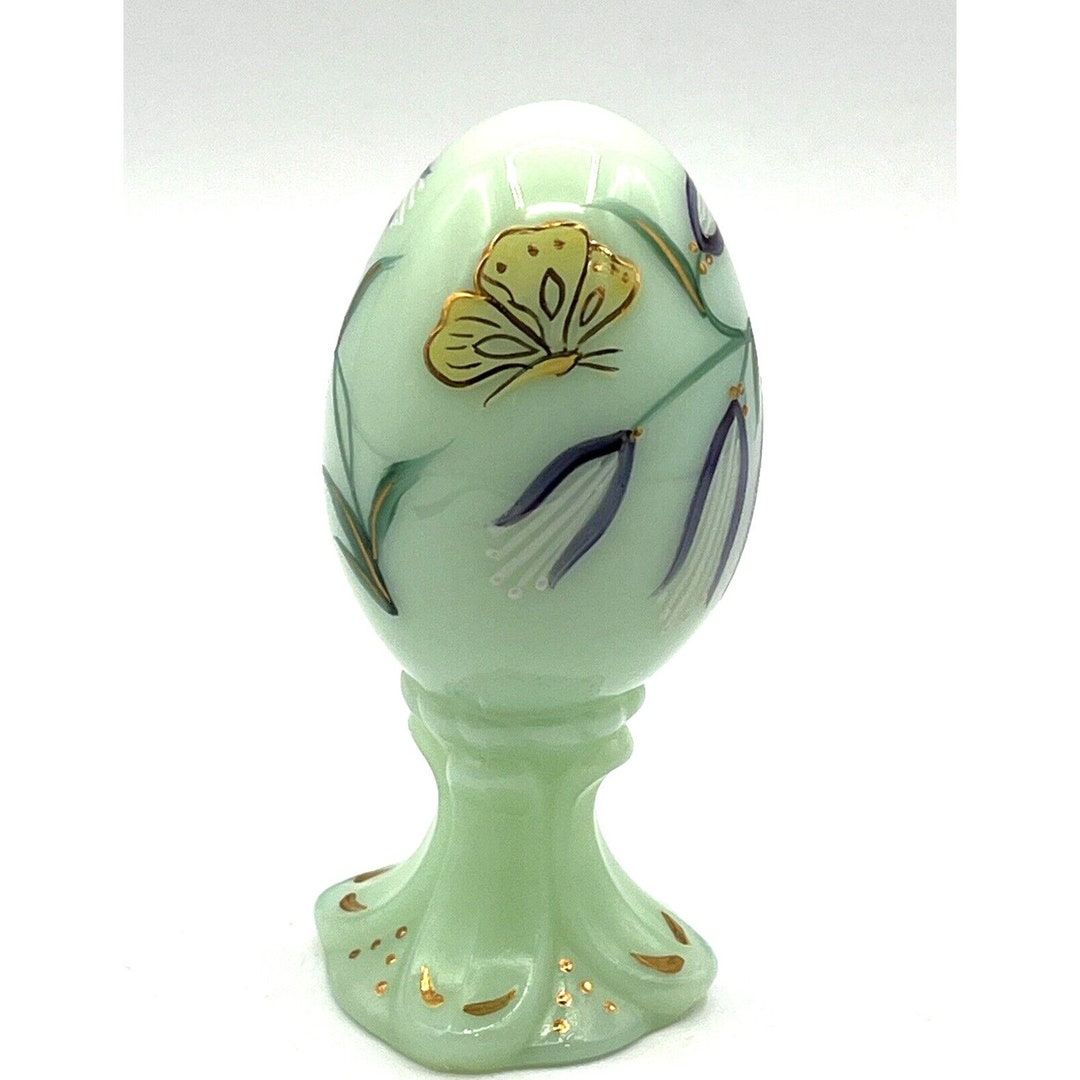 FENTON Jadeite Egg Limited Edition Hand-painted Butterfly & Vines - Etsy