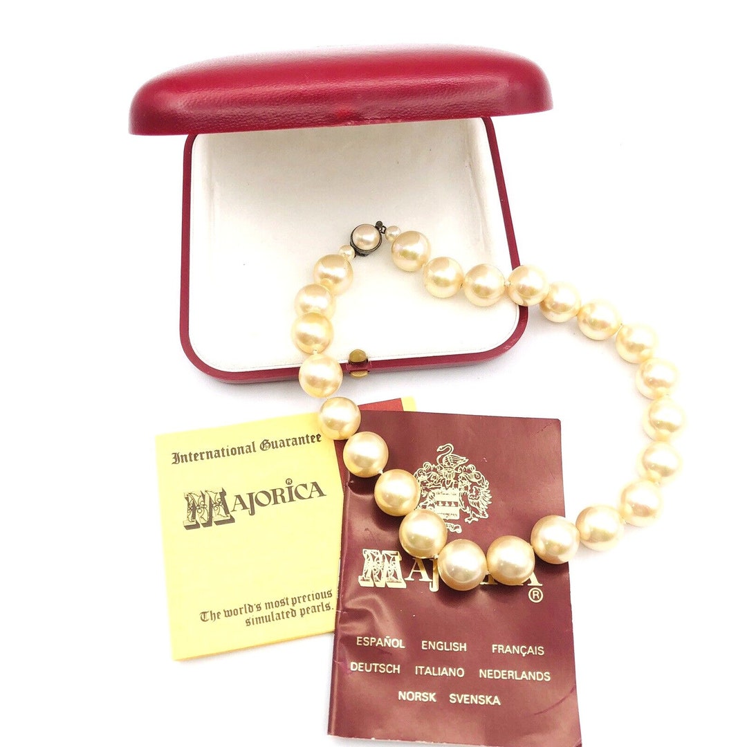 Vintage Majorica 10 Mm Pearl Necklace W/original Case 16 - Etsy